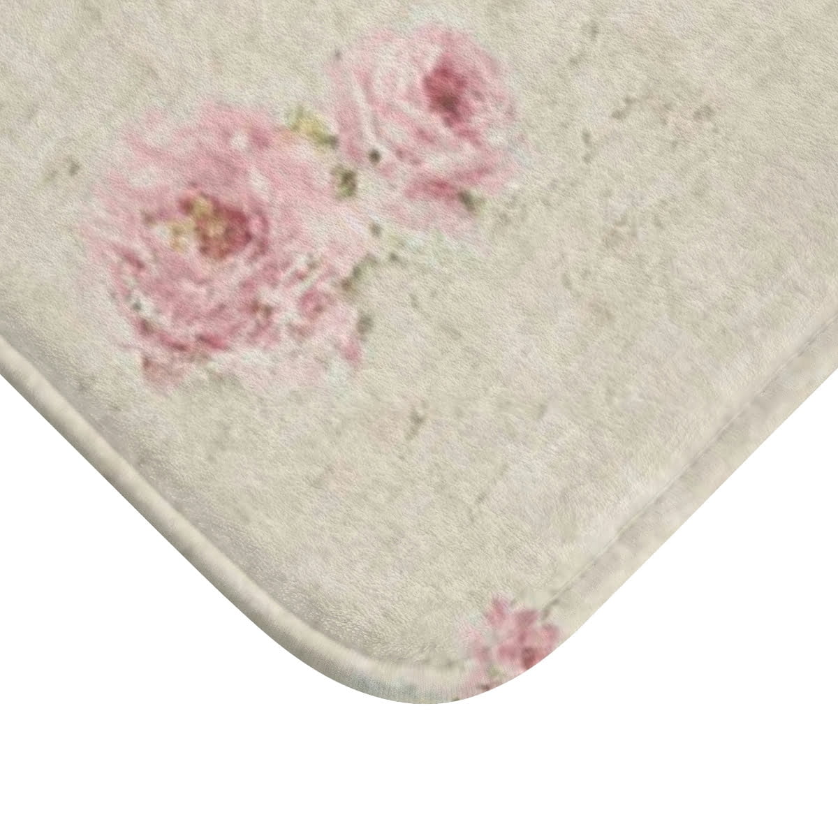 Beige Bath Rug with Pink Blurred Antique Rose Floral – Soft, Absorbent ...