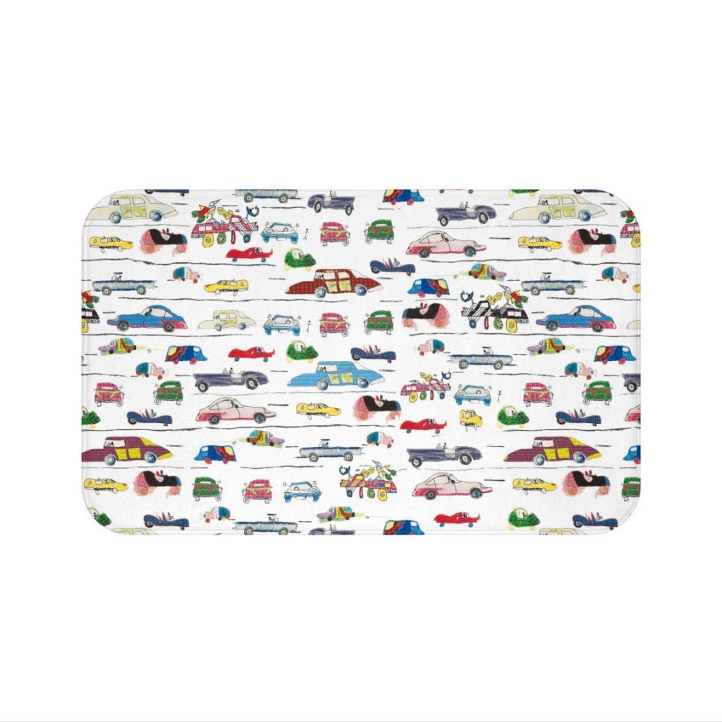 Fun & Comfortable Kids Bath Mat with Crazy Cars Design – Available in 2 ...