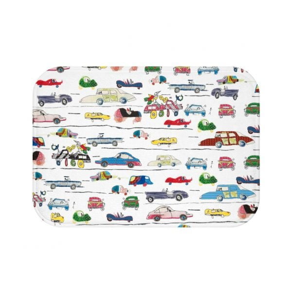Fun & Comfortable Kids Bath Mat with Crazy Cars Design – Available in 2 ...