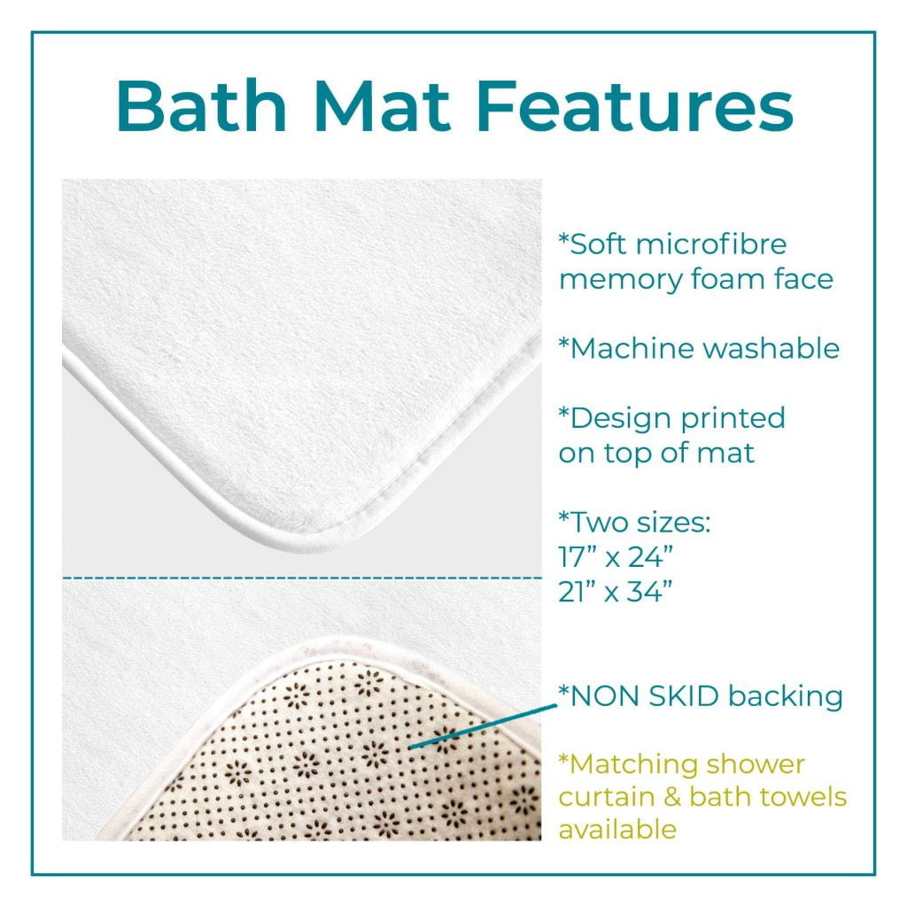 Boho Style Green Floral Microfiber Bath Mat - Comfortable & Non-Slip ...