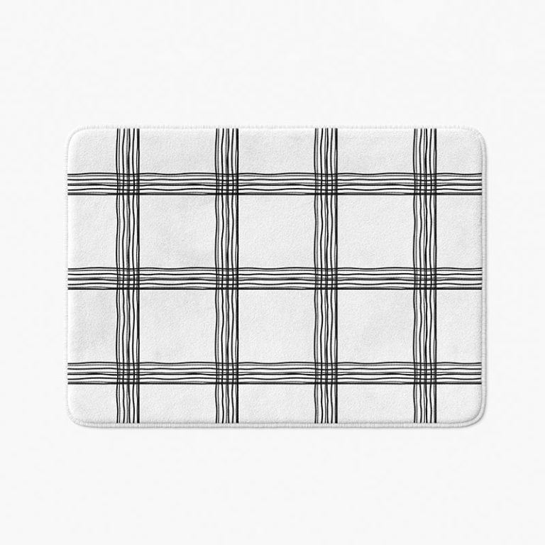 Black And White Bathmat With Freeform Chequered Pattern - Ozscape Designs