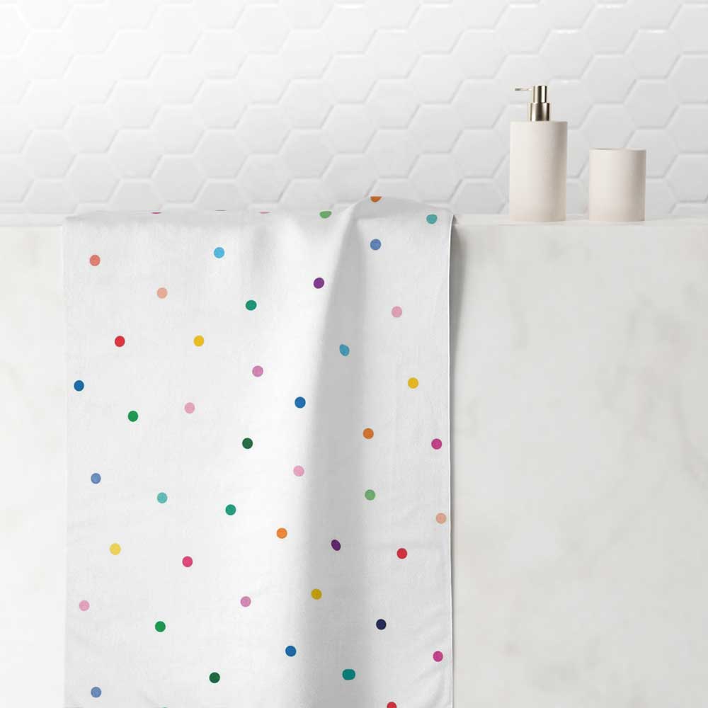 Kids’ Bath And Hand Towel Set: Colorful Polka Dot Print with Absorbent ...