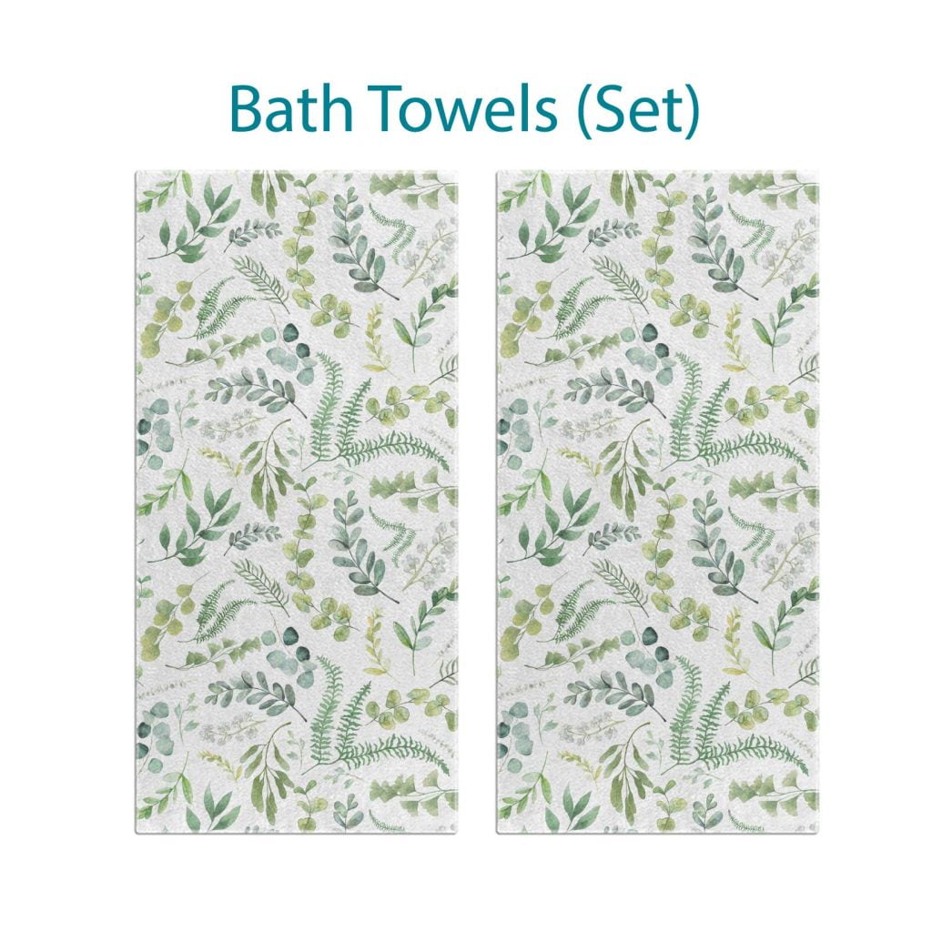 Green Floral Towel Set – Soft, Absorbent & Stylish