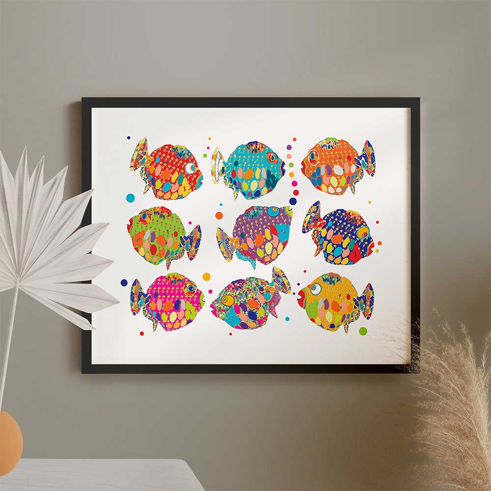 Kids Bathroom Wall Art With Fun Colorful Tropical Fish - Ozscape Designs