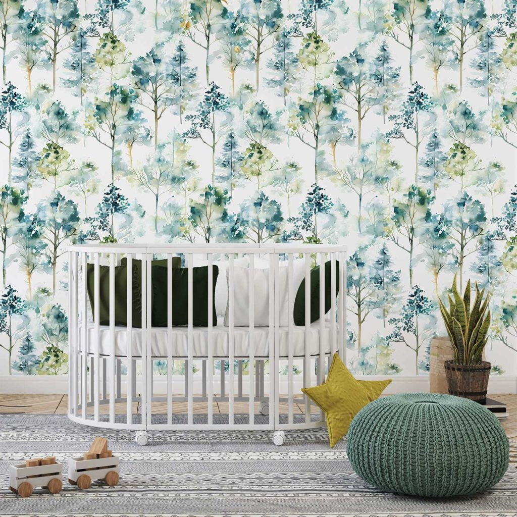 Green Woodland Trees Wallpaper – Forest-Inspired Wall Mural