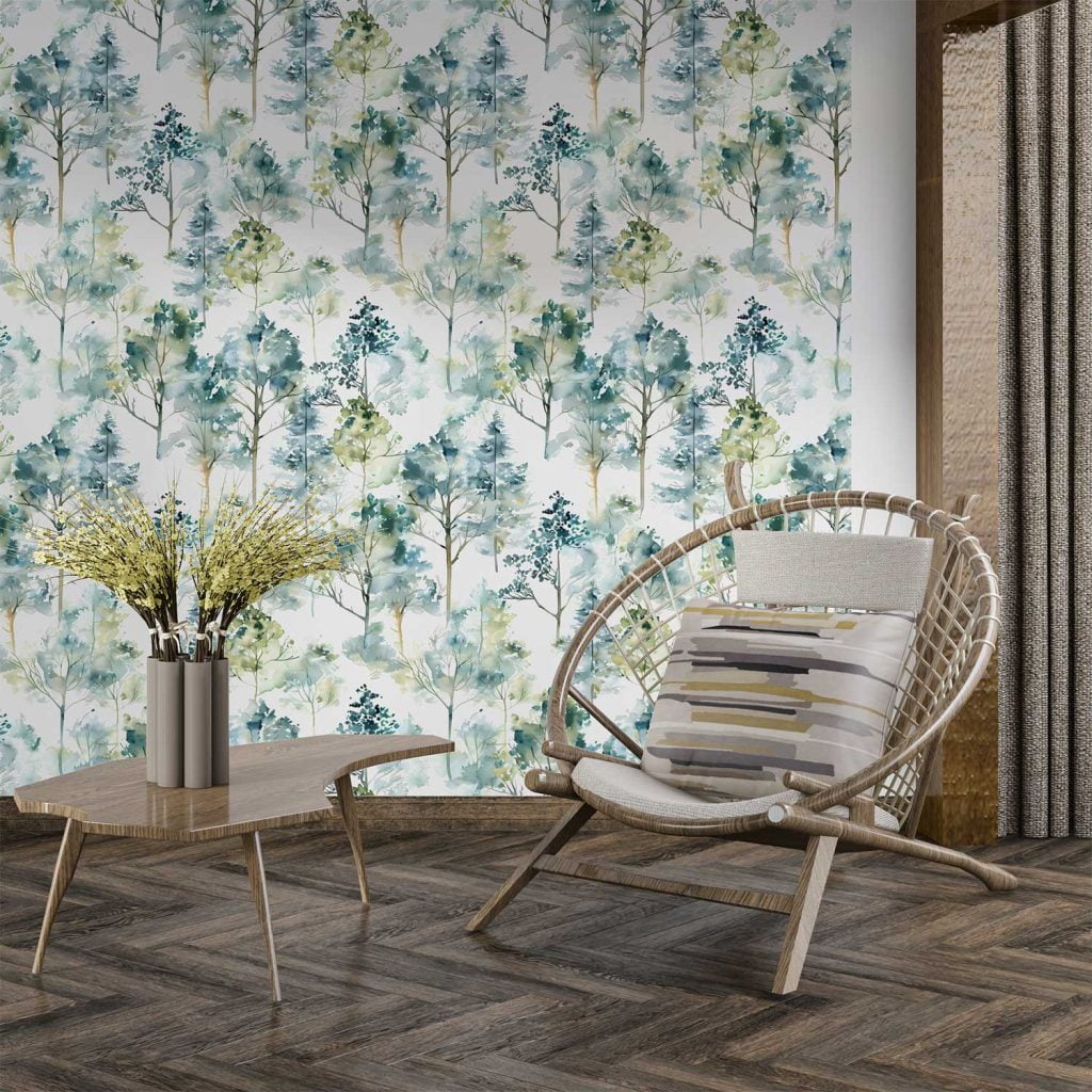 Green Woodland Trees Wallpaper – Forest-Inspired Wall Mural