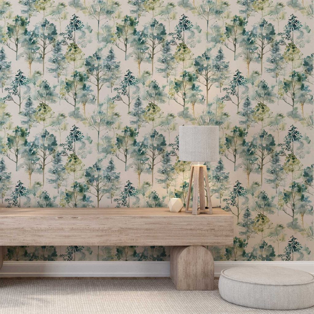 Green Woodland Trees Wallpaper – Forest-Inspired Wall Mural